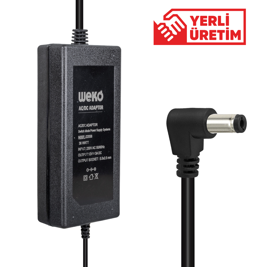 12 VOLT - 3 AMPER 5.5*2.5 UÇLU YERLİ ÜRETİM PLASTİK KASA MASAÜSTÜ ...